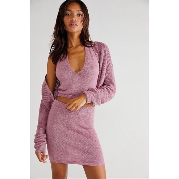 Free People | Skirts | New Free People Cherry Bomb Sweater Set 3 Piece ...